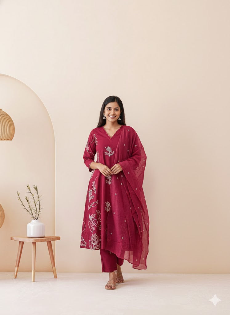 PINK SPRING KURTI SET-2086 – Cherub Couture